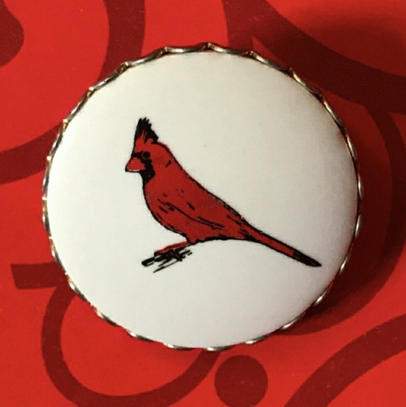 Vintage | Jewelry | Vintage Ceramicsilver Cardinal Bird Brooch | Poshmark